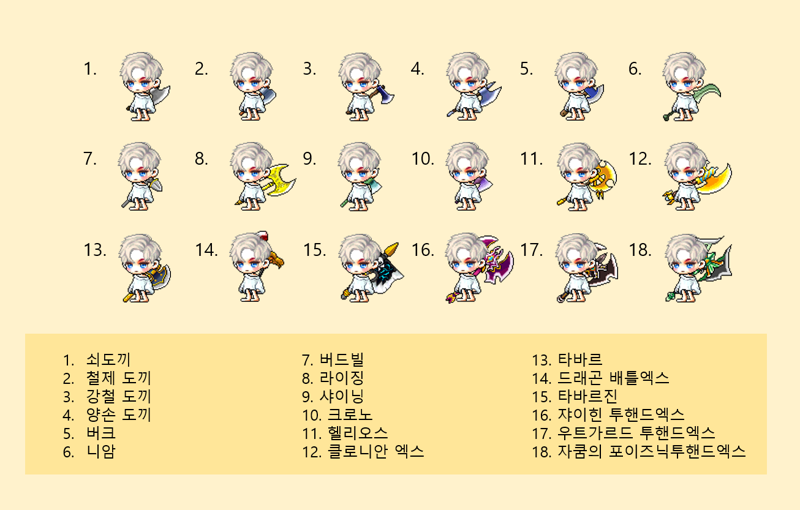 메이플스토리 인벤 테스트서버 두손무기 모션두손검 석궁 두손도끼 두손둔기 메이플스토리 인벤 팁과노하우 게시판
